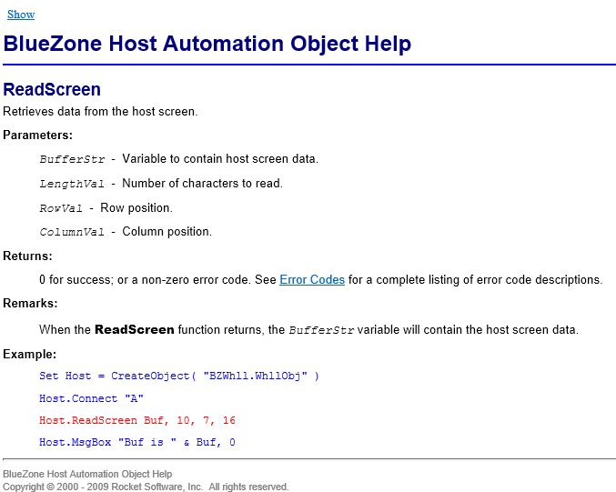 Solved: Having Problem Understanding BlueZone Host Automation Object ...