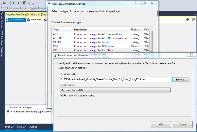How to load multiple sheets of an Excel File in SSIS | Experts Exchange