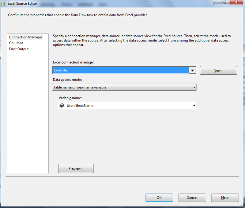 How to load multiple sheets of an Excel File in SSIS | Experts Exchange