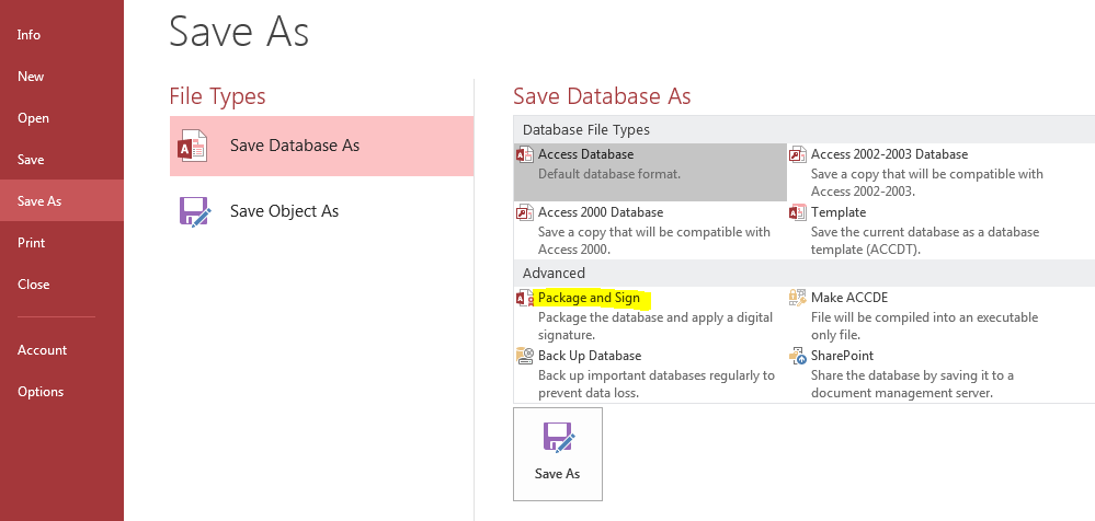 Solved: How do I sign my Access database with a digital certificate ...