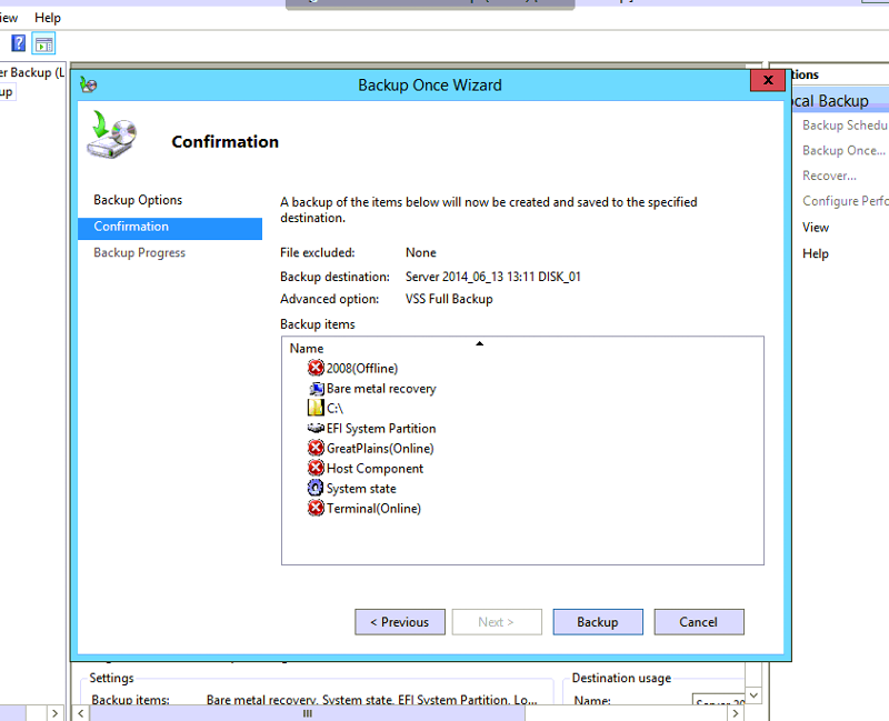 Solved: Windows Backup failed '0x807800A1' | Experts Exchange