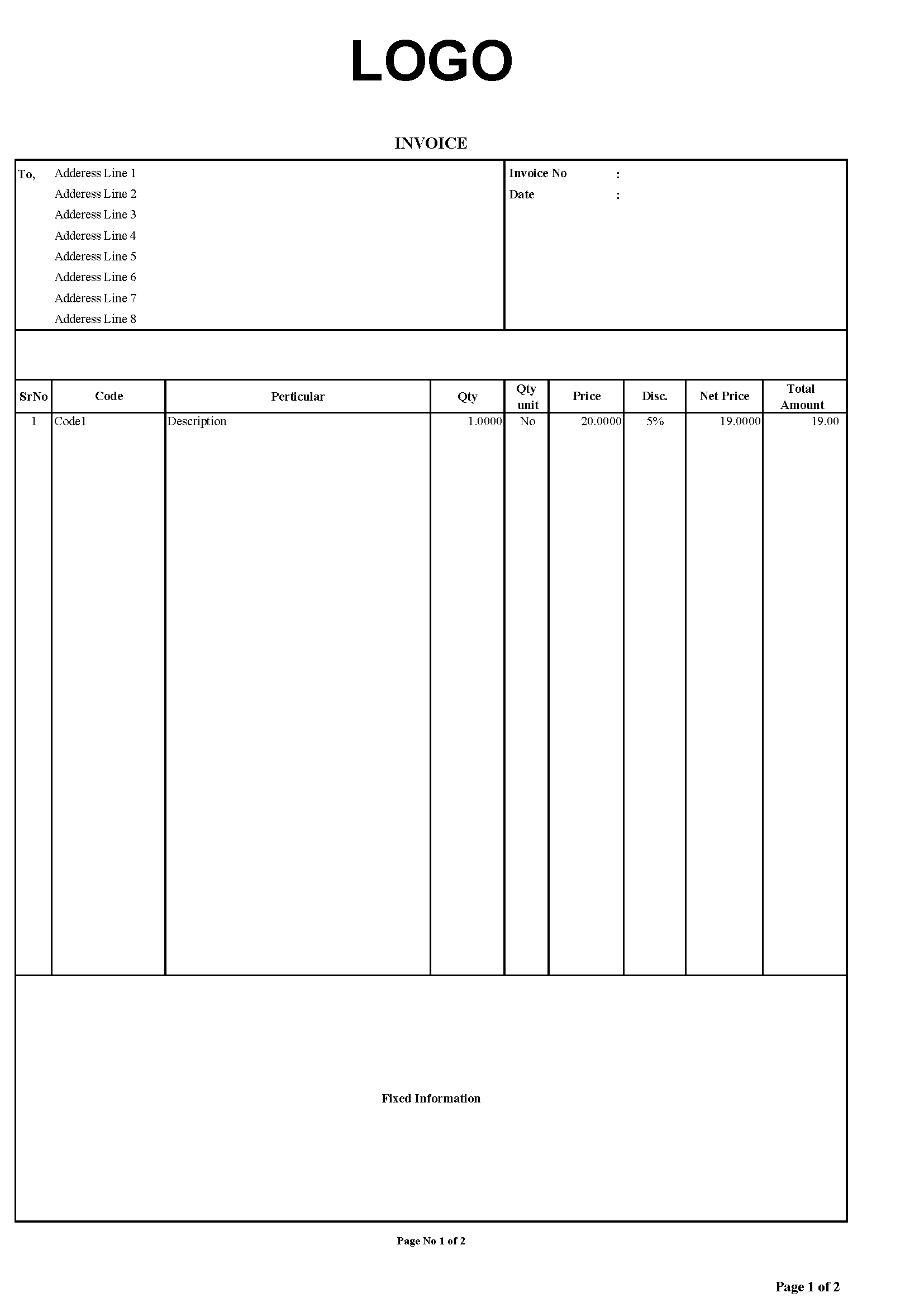 Solved: SSRS : Invoice kind of report | Experts Exchange