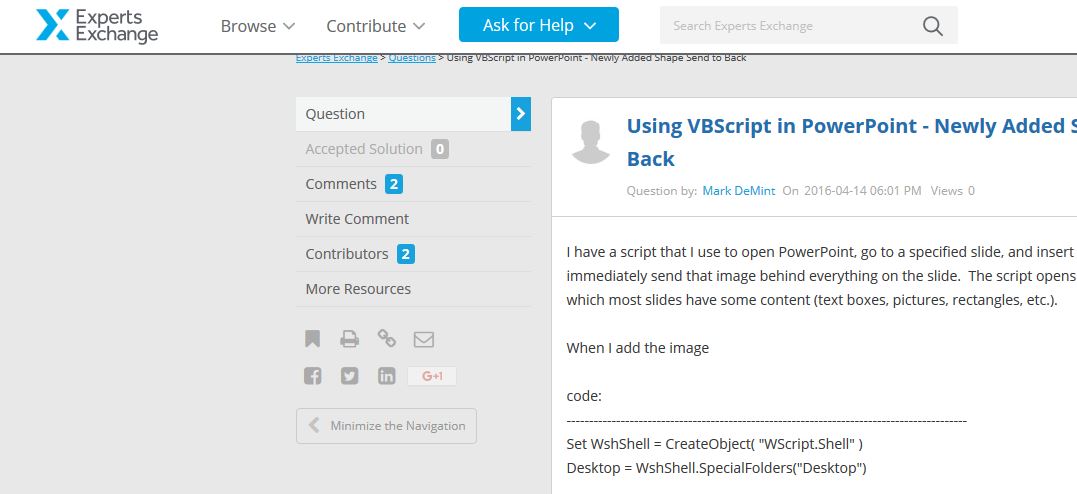Solved: Using VBScript in PowerPoint - Newly Added Shape Send to Back | Experts Exchange