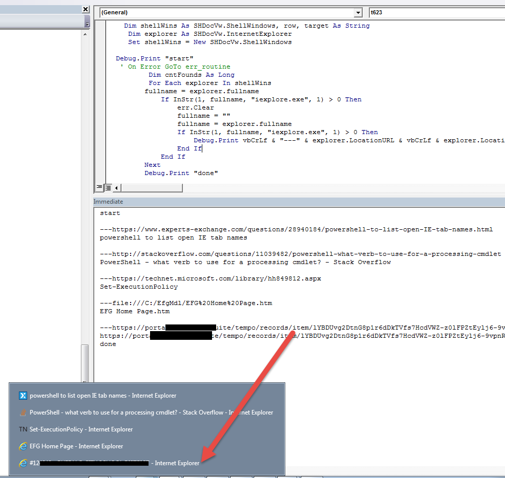 Solved: powershell to list open IE tab names | Experts Exchange