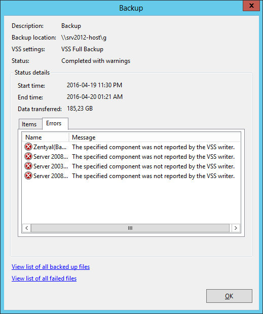 Solved: Server 2012 Windows backups Hyper-V failing | Experts Exchange