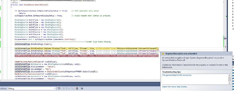 Solved: C# VS2015 ComboBox and Binding, strange exception, | Experts Exchange