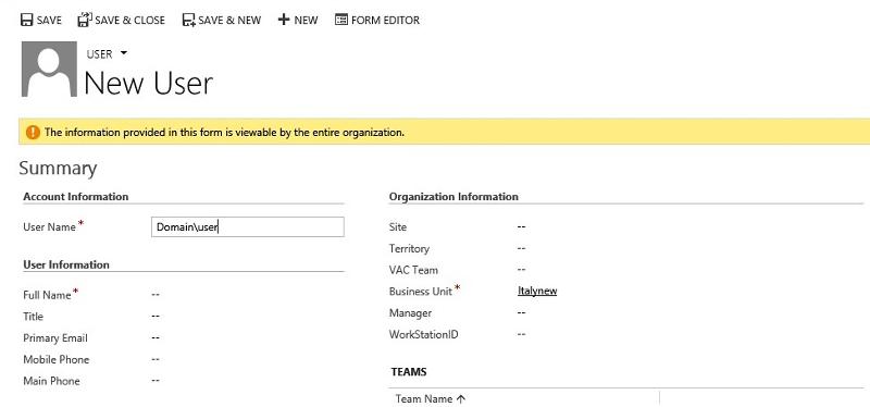 Business management error the user id associated with the current ...