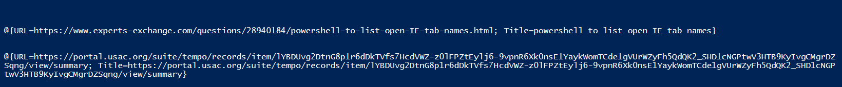 Solved: powershell to list open IE tab names | Experts Exchange