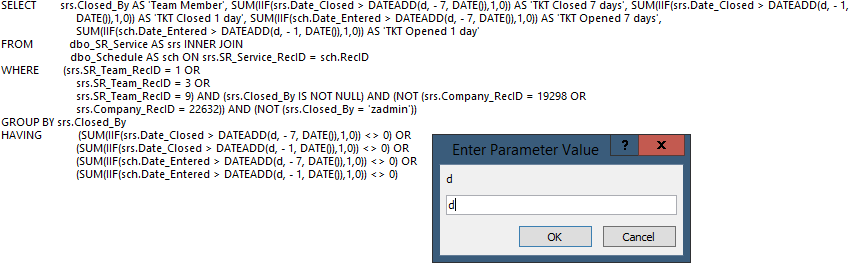 Solved: Access Query prompts to 'Enter Parameter Value' | Experts Exchange