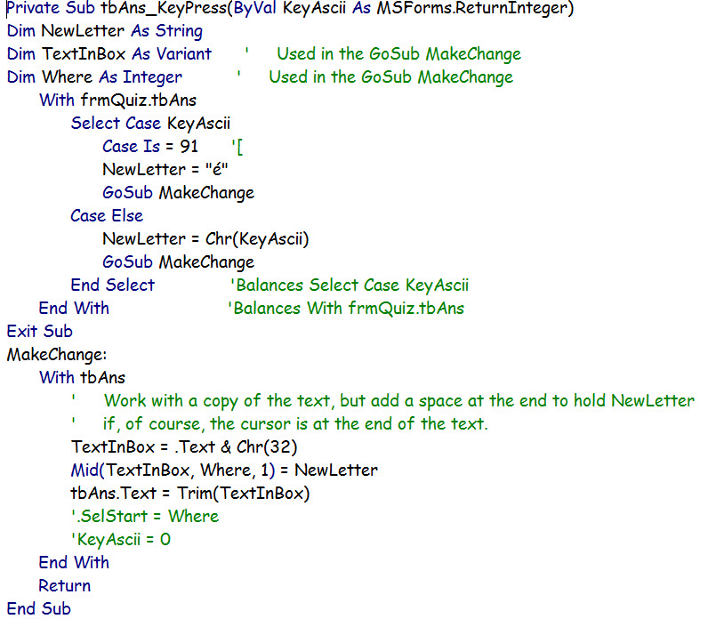 Solved Remapping The Keyboard In Order To Type Accented Characters In A Vba Text Box Experts