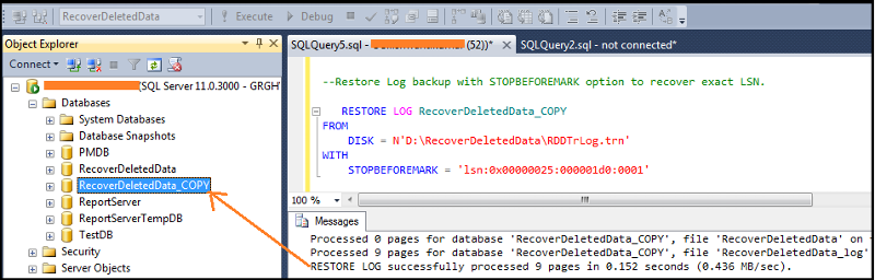 How to recover deleted rows in SQL Server | Experts Exchange