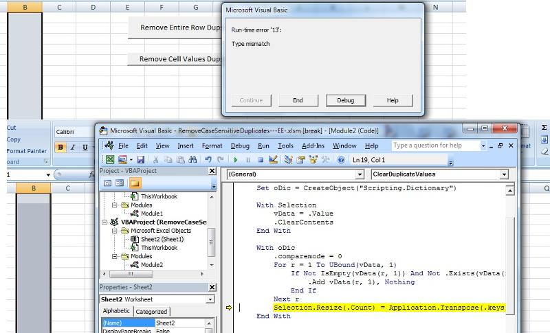 Solved: Case sensitive remove duplicates using excel vba | Experts Exchange