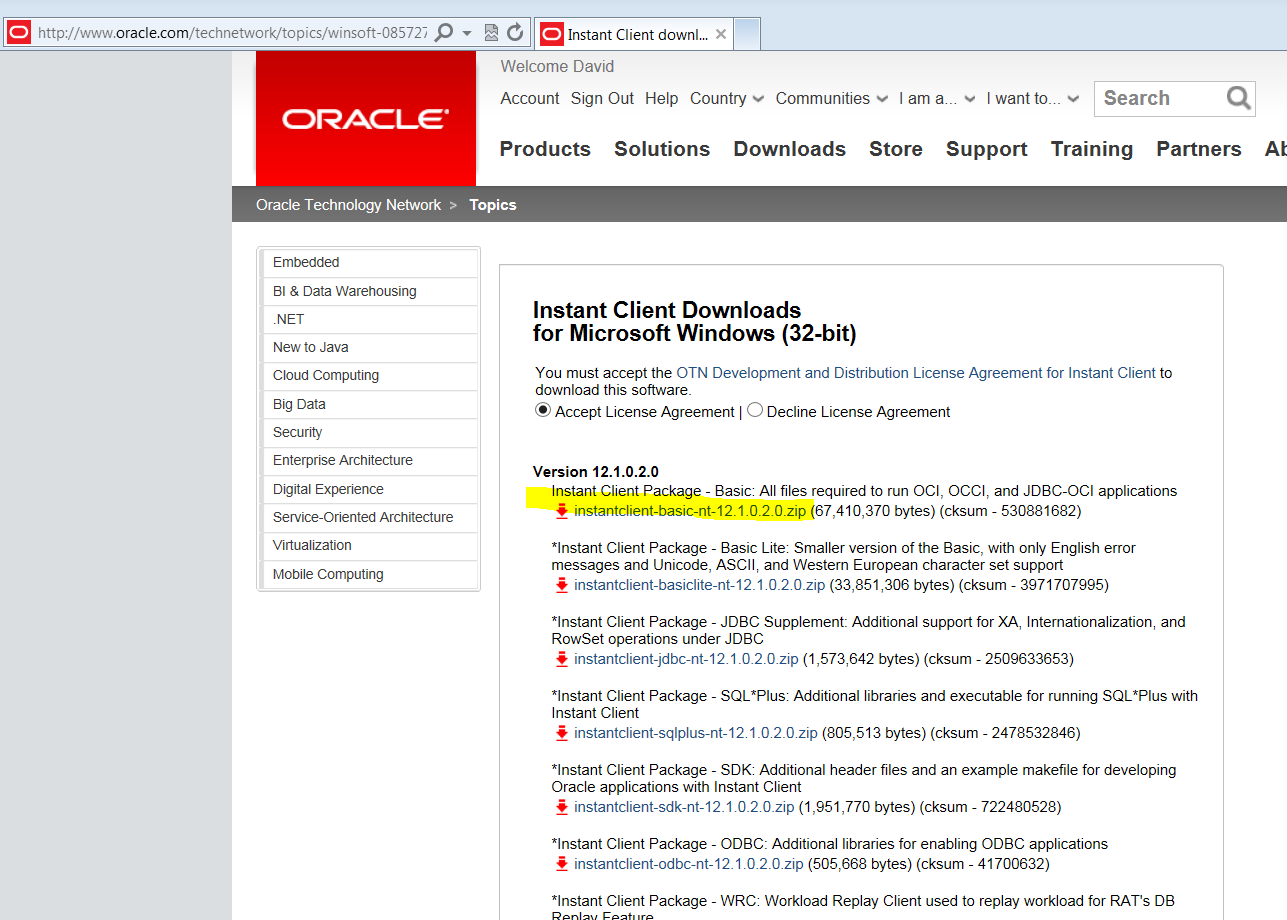 Solved: Oracle Client Package installation, how? | Experts Exchange