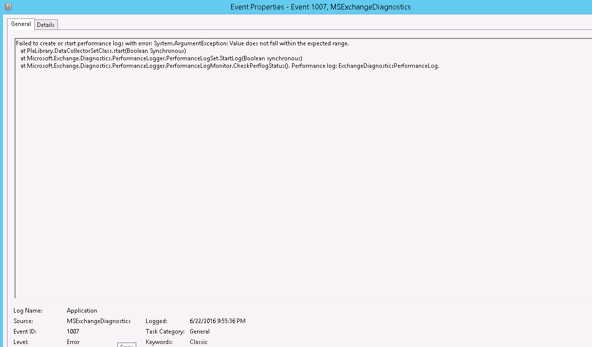 Solved: Exchange 2013 errors in event log 1012, 4999, 1007, 1039 ...