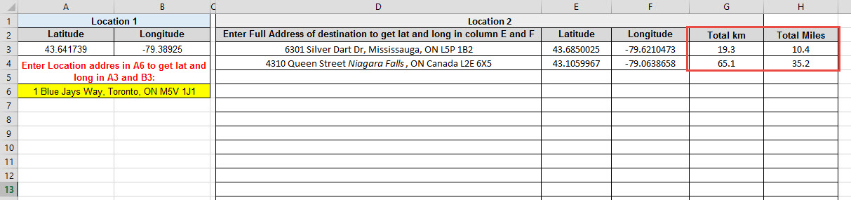 Solved: Excel calculate distance between 2 zip codes | Experts Exchange