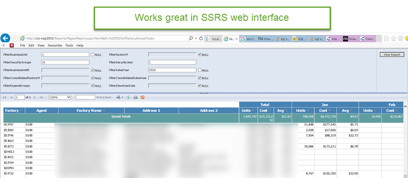 Solved: SSRS Fixed Header not working in Report Viewer Control in Web app | Experts Exchange