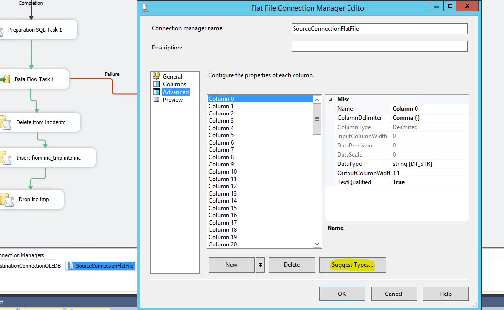 Solved: Error with SSIS package when updating SQL table | Experts Exchange
