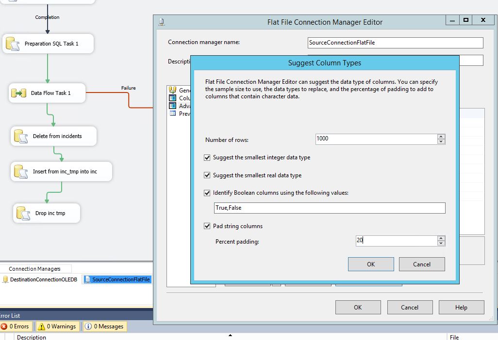 Solved: Error with SSIS package when updating SQL table | Experts Exchange