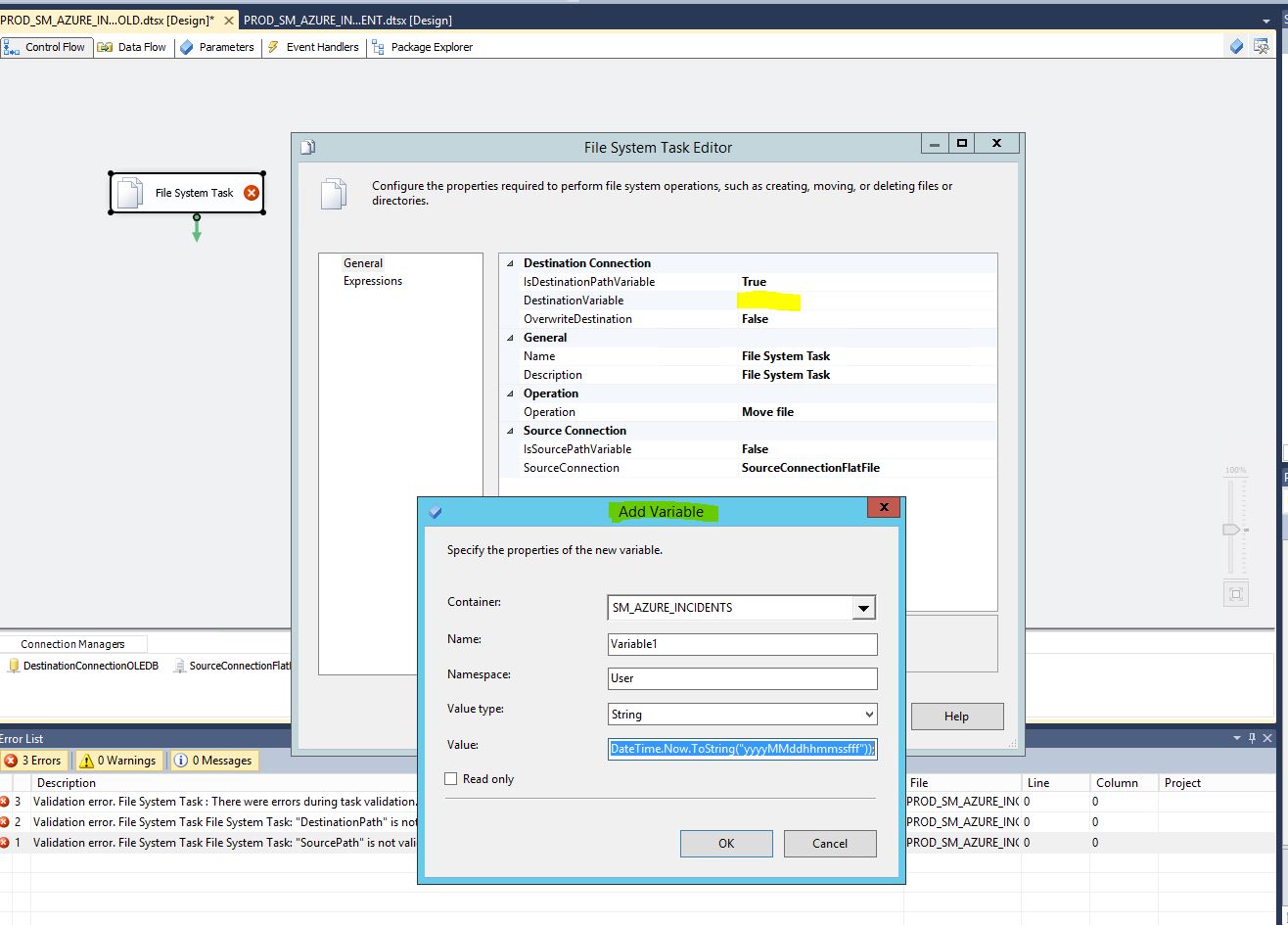 Solved: File System task in SSIS package | Experts Exchange