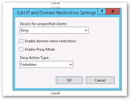 Solved: IIS8 IP Address and Domain Restrictions | Experts Exchange