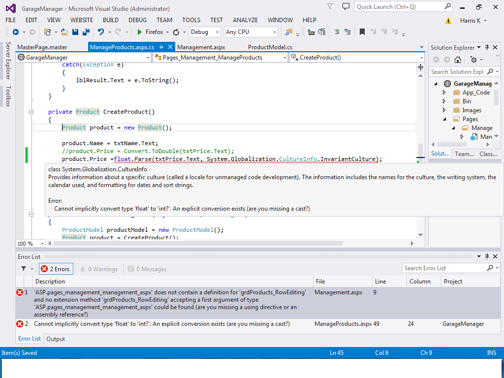 Runtime Exceptions When Trying To Submit Data
