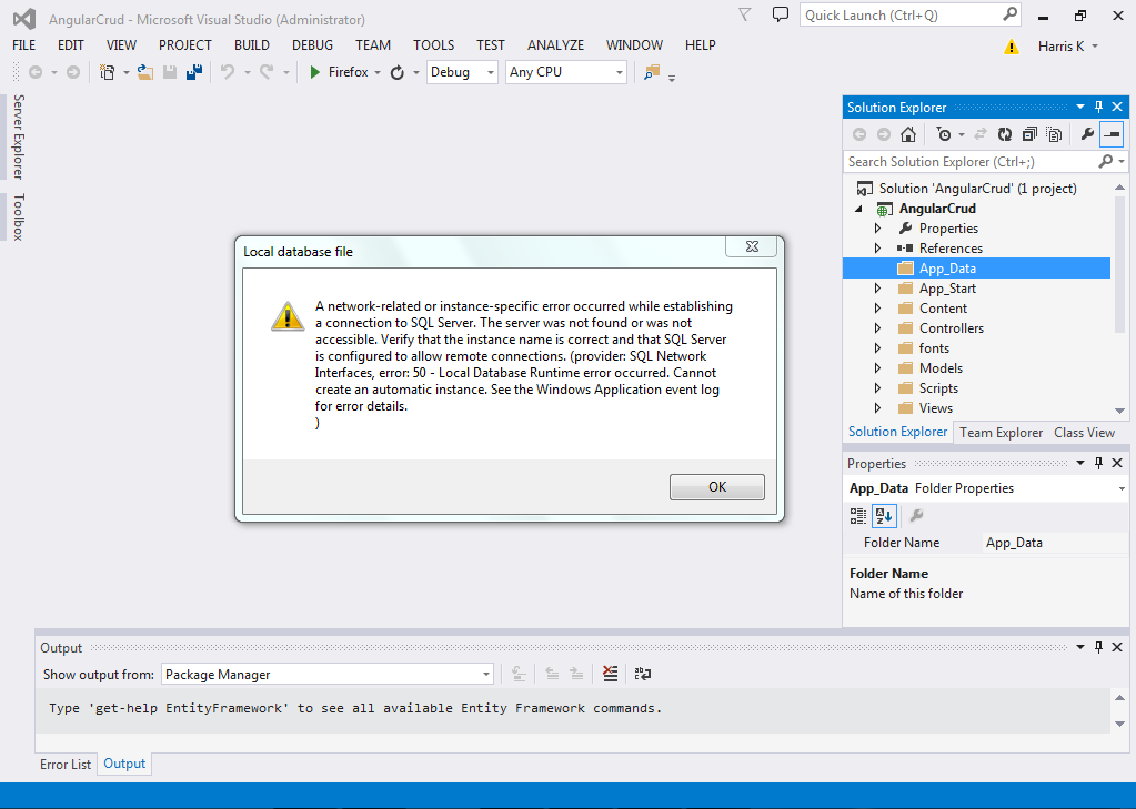 Solved: Error when loading the database | Experts Exchange
