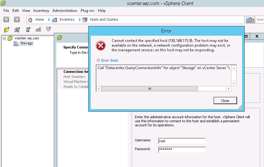 Solved: Vsphere Client could not connect to esxi an unknown connection error occurred | Experts ...