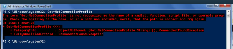 Solved: Error while running Get-NetConnectionProfile within Windows 7 ...