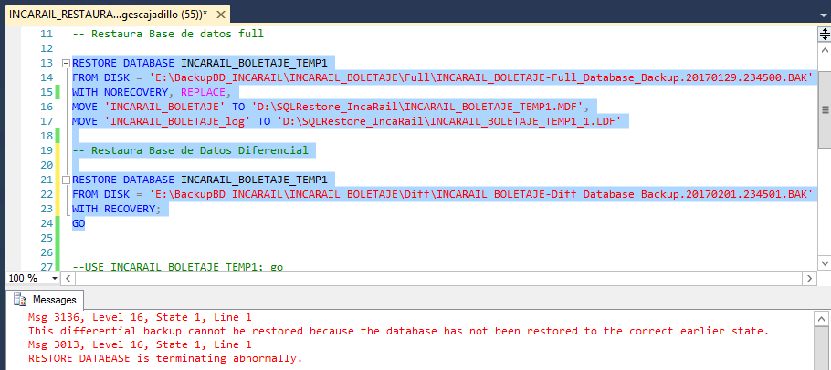 Solved This Differential Backup Cannot Be Restored Because The Database Has Not Been Restored