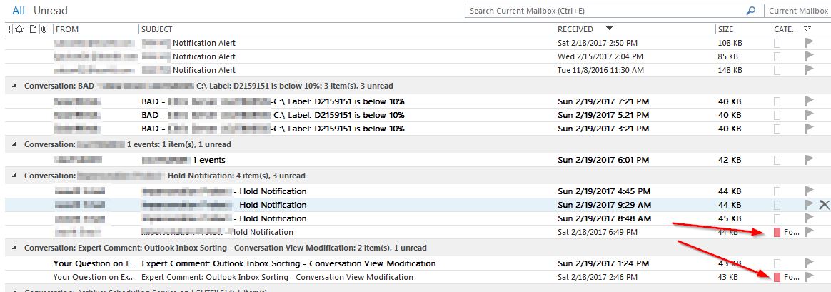 Solved: Outlook Inbox Sorting - Conversation View Modification | Experts Exchange