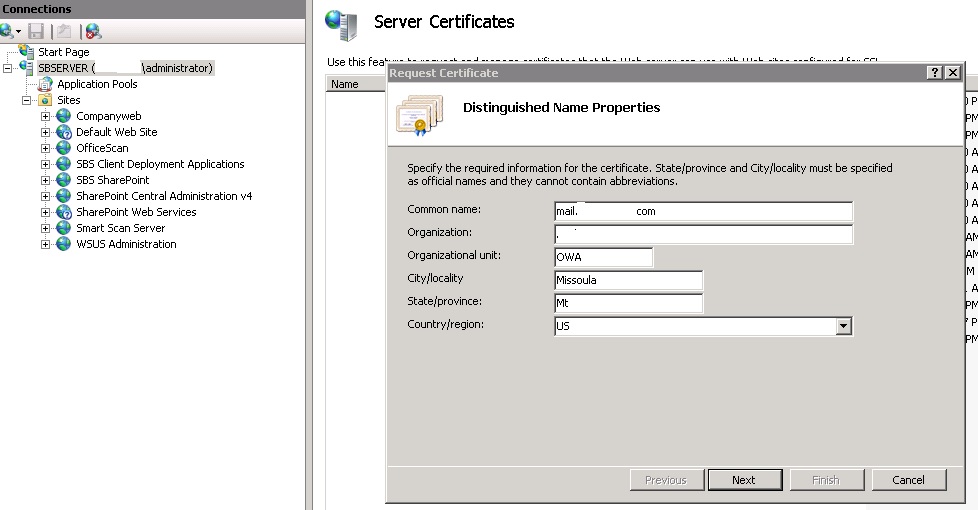 Solved: SBS2011 - renewed Certificate has wrong "issuer" called out | Experts Exchange
