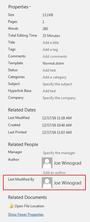 Word 2016 - Message that someone else modified this document since I ...