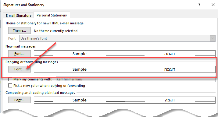 When I reply to an email in Outlook 2016 the font in the message pane ...