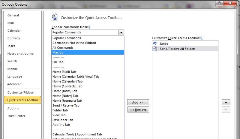 How to set up or push a default Quick click category in Outlook 2010