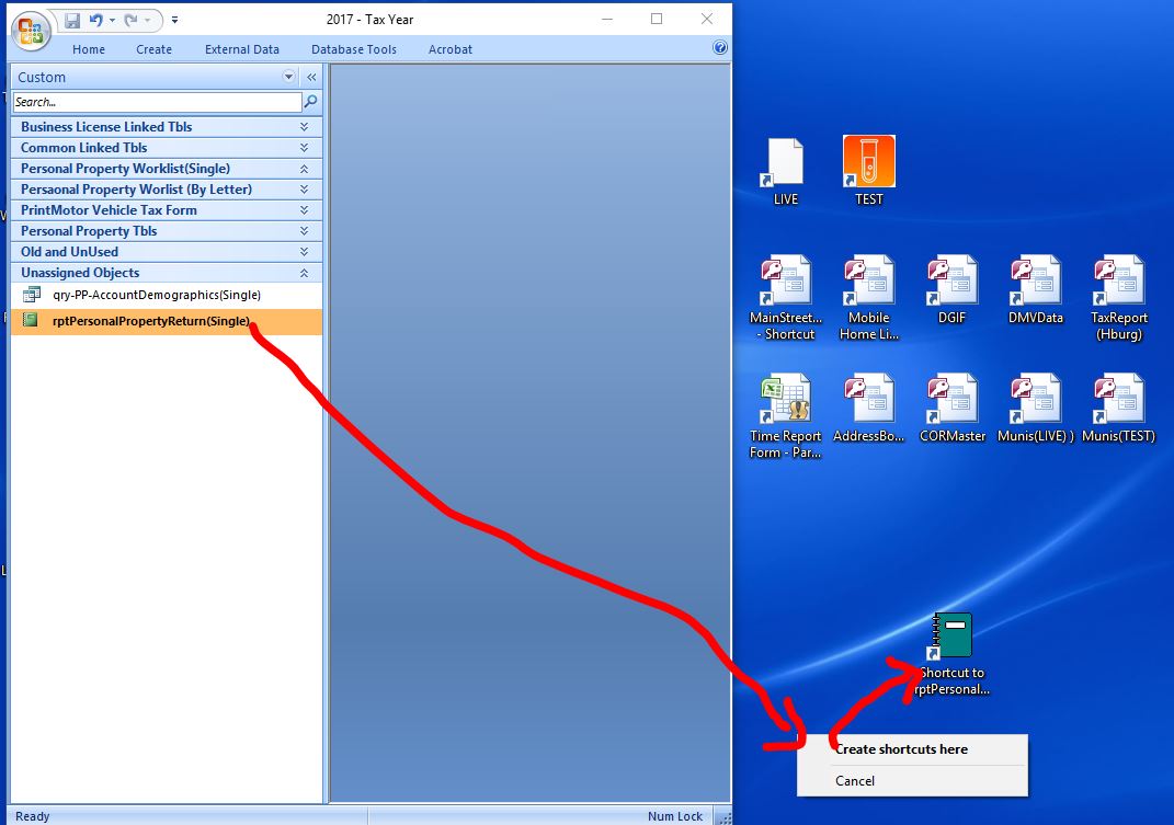 Solved: Access Report via Windows Desktop Shortcut | Experts Exchange