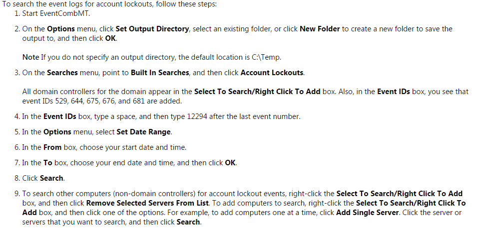 Solved: Account Lockout | Experts Exchange