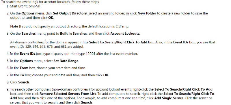 Solved: Account Lockout | Experts Exchange