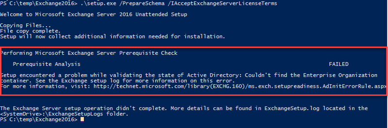 Solved: Exchange 2016 Prepareschema fails | Experts Exchange