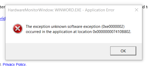 Solved: MS Word Crashes | Experts Exchange