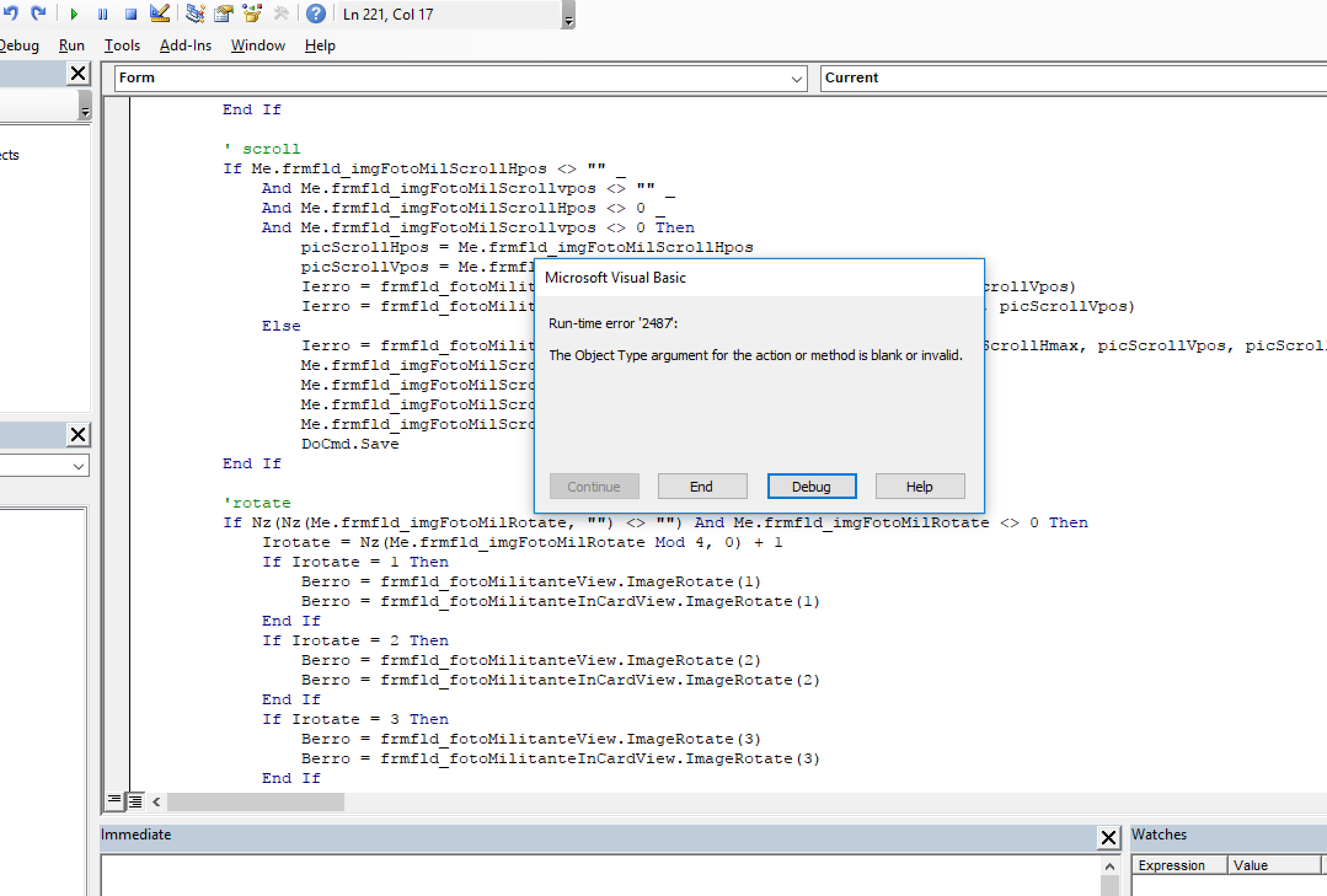 Solved: error 2487 object type argument blank or invalid | Experts Exchange