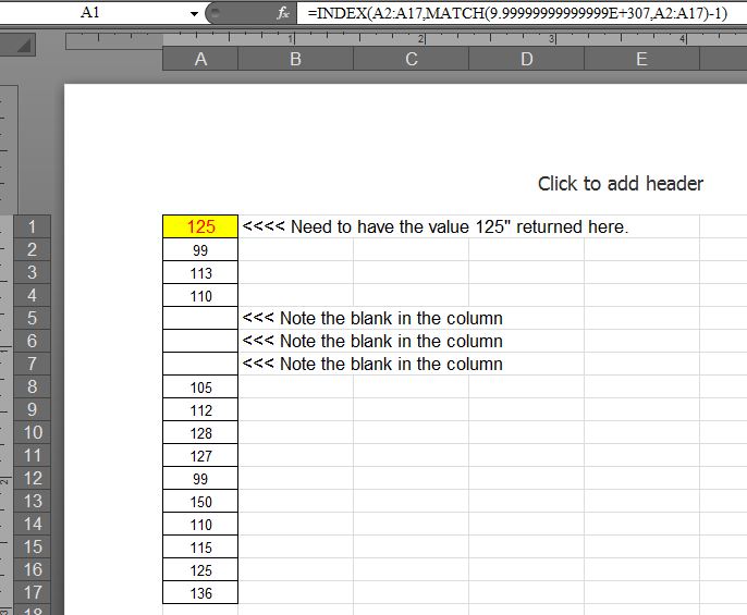 Solved How To Return The 2nd To Last Value In A Column In Excel That Has Blank Cells And Is