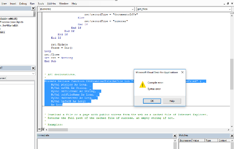Solved: using the sample code yields Syntax error | Experts Exchange