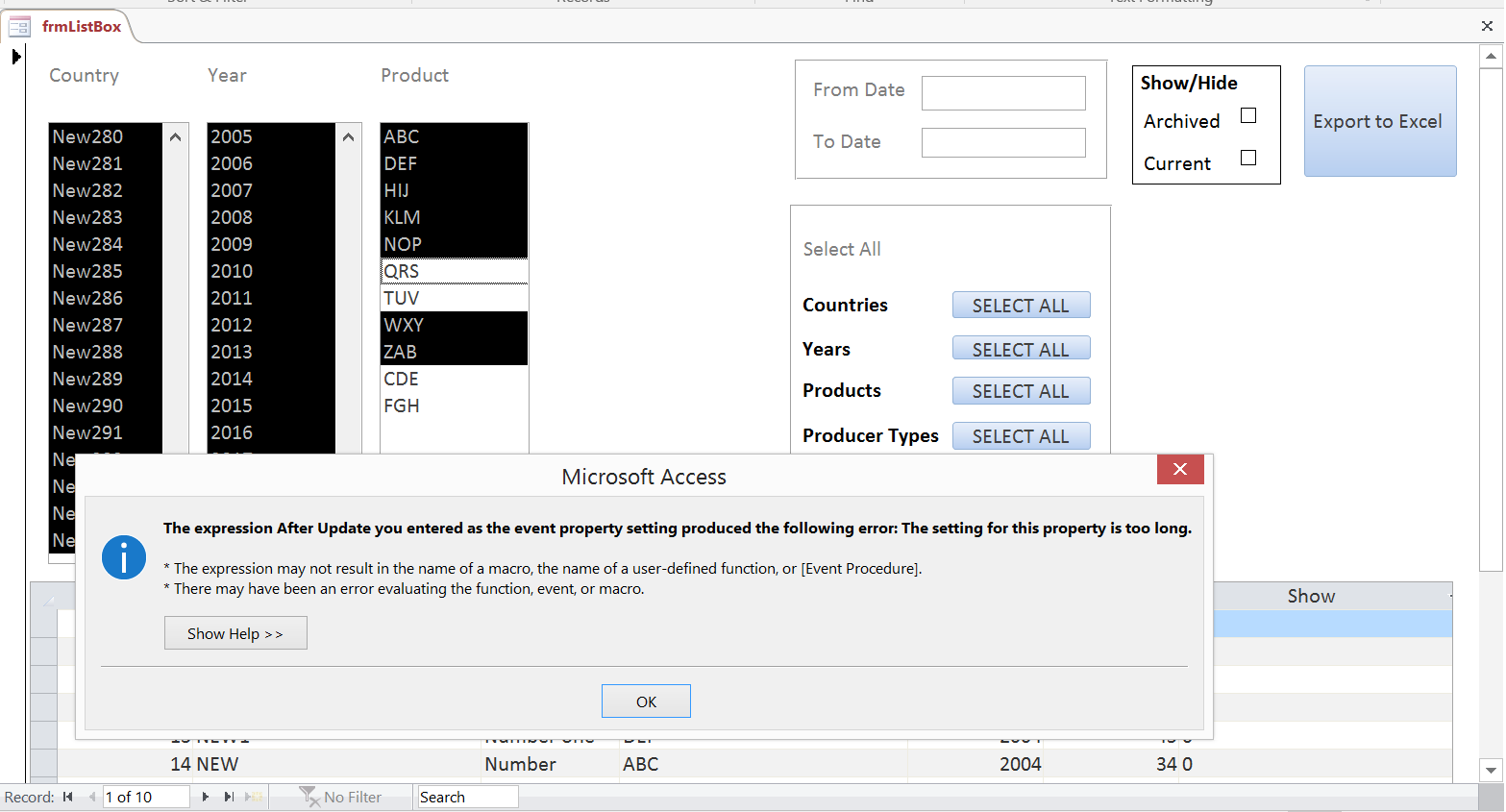 Solved Ms Access Error The Expression On Click You Entered As The Event Property Setting 