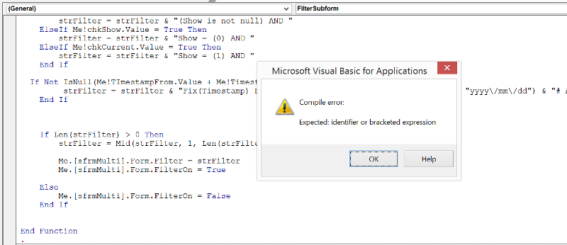 Solved Ms Access Error The Expression On Click You Entered As The