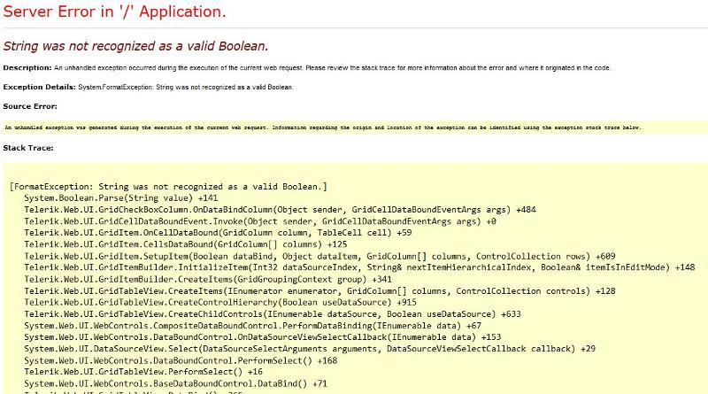 Solved Aspnet And Vbnet String Was Not Recognized As Valid Boolean