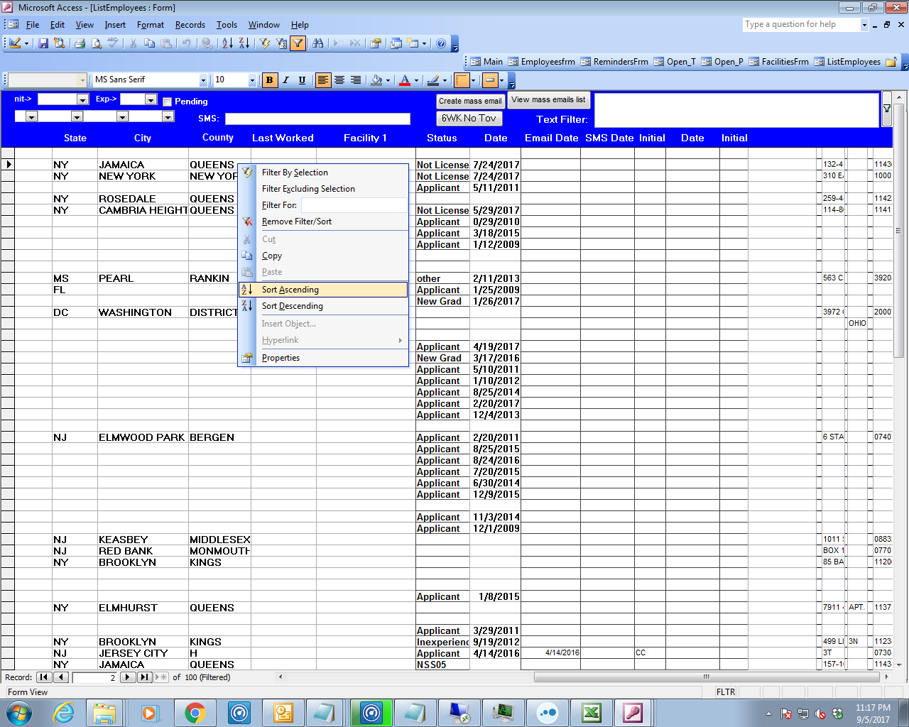 Solved: Sorting and filtering menus dont work on form bound to stored proc. | Experts Exchange