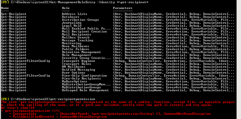 Solved: Exchange 2010: The term 'Get-RecipientPermission' is not recognized as the name of a ...