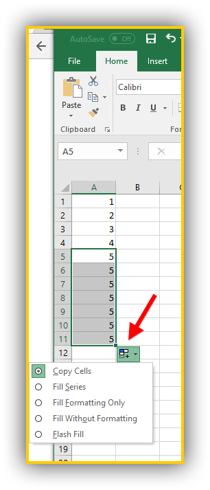 Excel 2016 - Where is AutoFilL Button Solutions | Experts Exchange