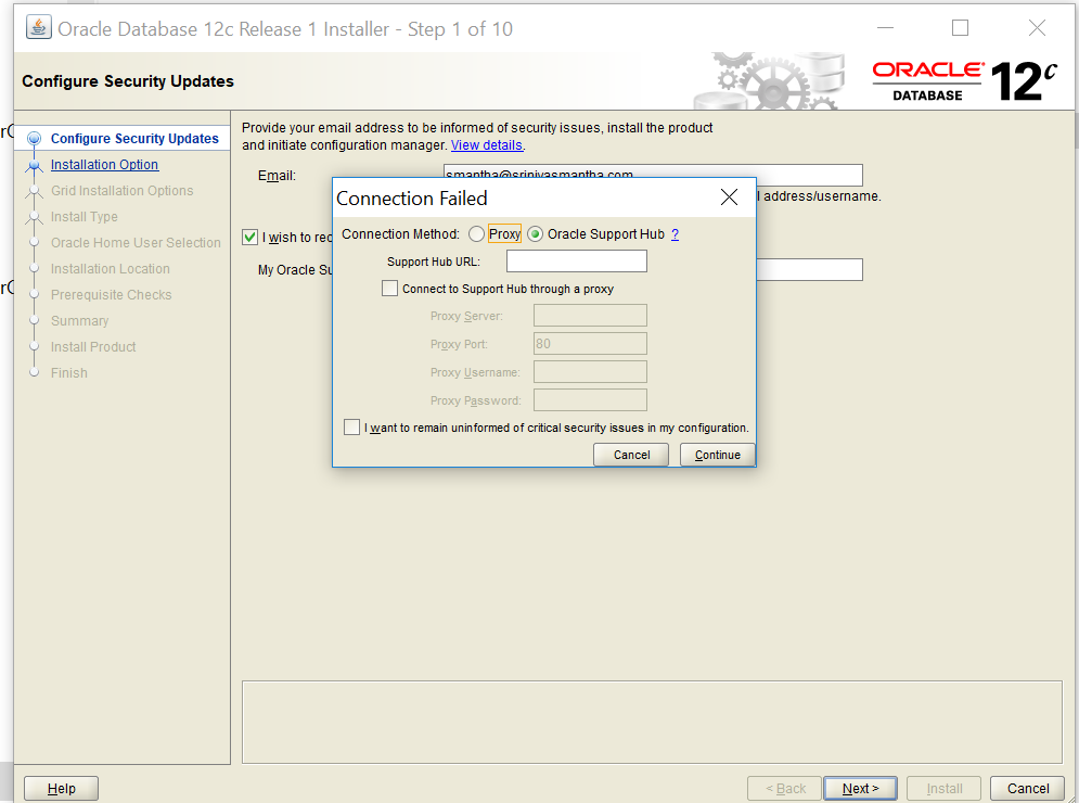 Solved: Error in Oracle 12c installation | Experts Exchange