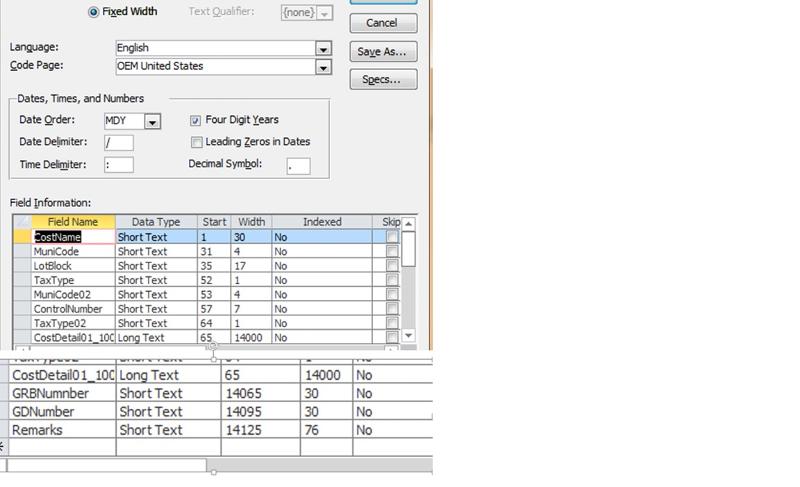 Solved Using Ms Access 2013 To Move A Large Input Txt File With Fixed